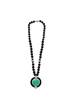 KENNETH JAY LANE Jade Deco Pendant Necklace - Black