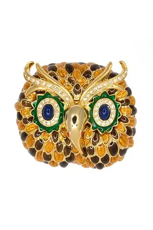 KENNETH JAY LANE Owl Head Pin - Brown