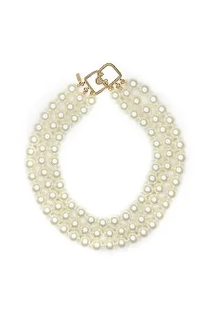 KENNETH JAY LANE Barbara Bush Triple Strand Pearl Necklace - Lime