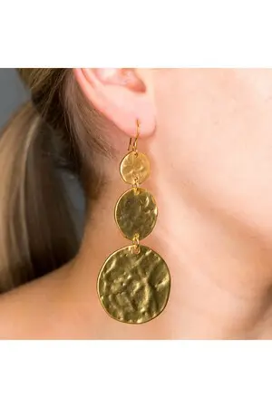 KENNETH JAY LANE Satin Tone Coin Drop Earrings