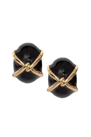 KENNETH JAY LANE Kenneth Jay Lane X Button Clip Earrings Gold
