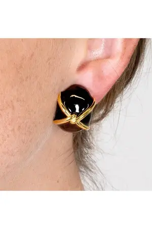 KENNETH JAY LANE X Button Clip Earrings