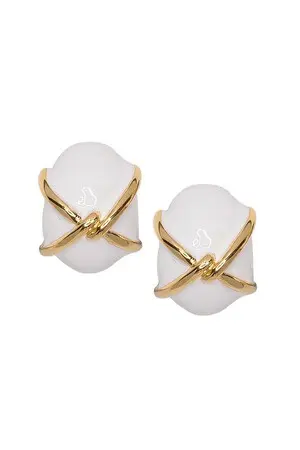 KENNETH JAY LANE X Button Clip On Earrings - White