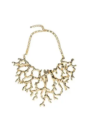 KENNETH JAY LANE Polished Gold Tone Branch Necklace - Coral