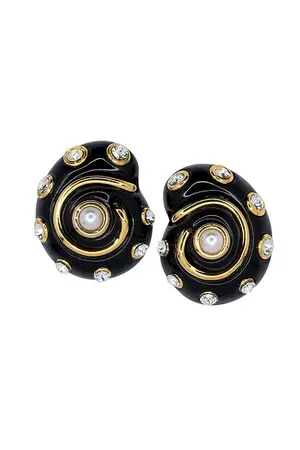 KENNETH JAY LANE Snail Clip Earrings - Black