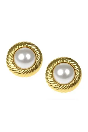 KENNETH JAY LANE Barbara Bush Twist Button Clip Earrings - Gold