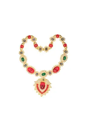 KENNETH JAY LANE Jackie Kennedy Onassis Gemstone Necklace - Red