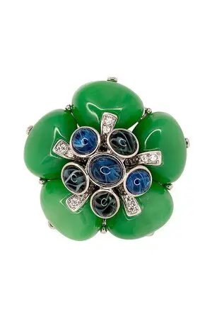 KENNETH JAY LANE Jade & Montana Flower Pin - Floral