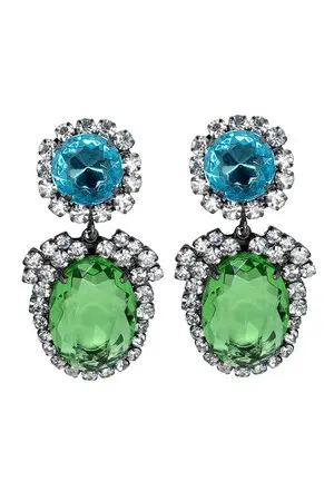 KENNETH JAY LANE Peridot Drop Clip Earrings - Aqua