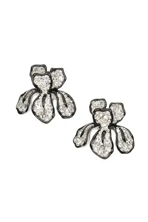 KENNETH JAY LANE Crystal Flower Clip-on Earrings - Black