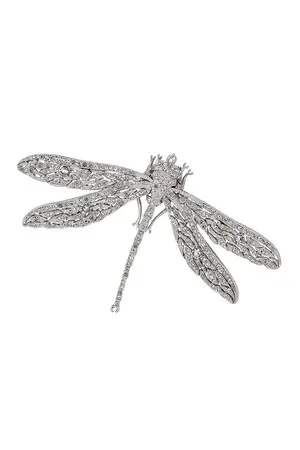KENNETH JAY LANE Dragonfly Crystal Pin - Silver