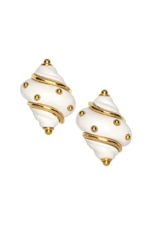 KENNETH JAY LANE Shell Clip-on Earrings - White