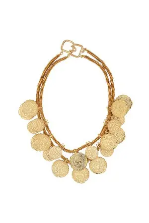 KENNETH JAY LANE Double Row Coin Collar Necklace - Natural