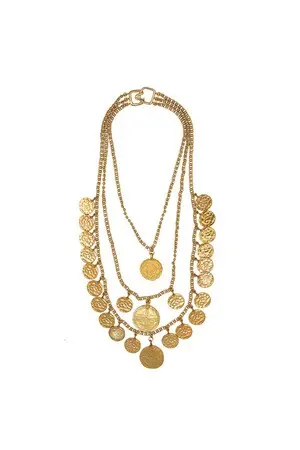 KENNETH JAY LANE Three Row Coin Collar Necklace