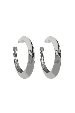 KENNETH JAY LANE Polished Silver Hoop Clip Earrings - Red