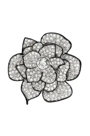 KENNETH JAY LANE Crystal Flower Pin - Black