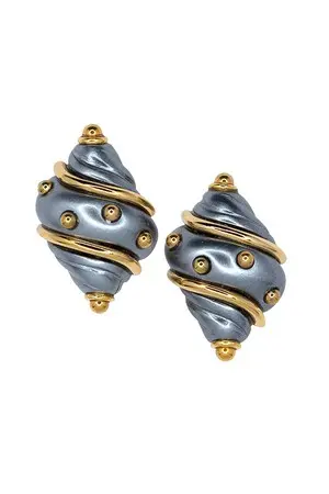 KENNETH JAY LANE Pearl Shell Clip On Earrings - Gold