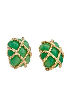 KENNETH JAY LANE Jade Quilted Clip Earrings - Gold