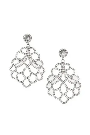KENNETH JAY LANE Crystal Lace Clip-on Drop Earrings - Red