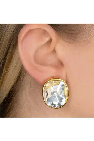 KENNETH JAY LANE Faceted Crystal Clip Earrings