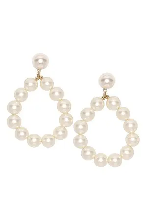 KENNETH JAY LANE Kenneth Jay Lane Gold Tone Hoop Earrings With Pearl