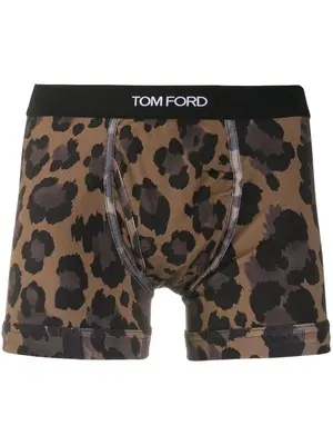 TOM FORD Leopard-print Boxers - Brown