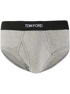 TOM FORD Logo-waistband Briefs - Grey
