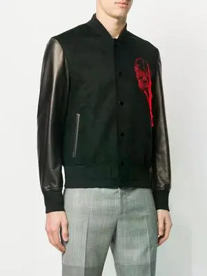 Alexander McQueen Embroidered Varsity Jacket - Blue