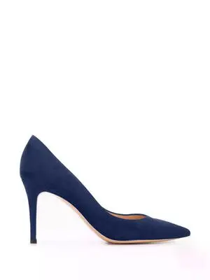 GIANVITO ROSSI Navy Suede Pointed Toe Pumps