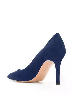 GIANVITO ROSSI Navy Suede Pointed Toe Pumps
