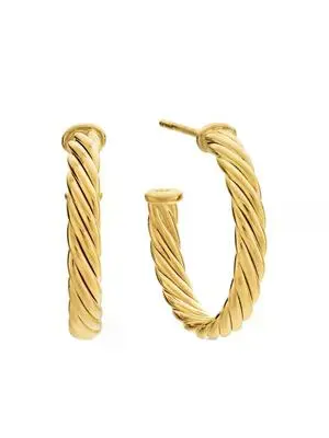 David Yurman 18kt Yellow Cablespira Hoop Earrings - Gold