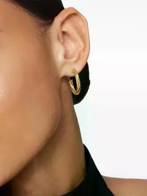 David Yurman 18kt Yellow Cablespira Hoop Earrings - Gold