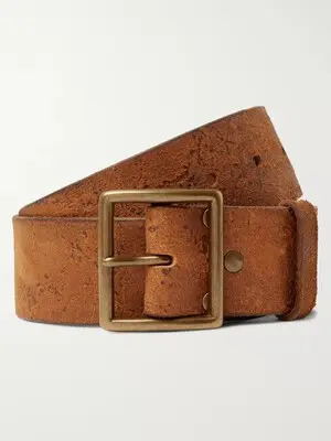 Ralph Lauren 4.5cm Distressed Leather Logo Belt - Brown
