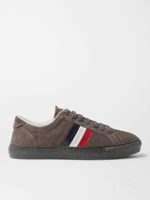 Moncler Monaco Suede And Leather Sneakers - Brown
