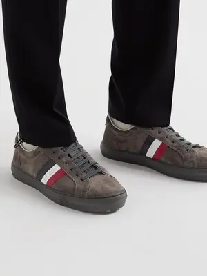 Moncler Monaco Suede And Leather Sneakers - Brown