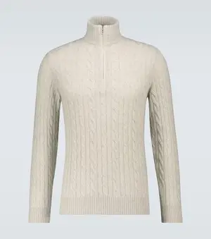 Loro Piana Mezzocollo Treccia Cashmere Sweater - Neutrals