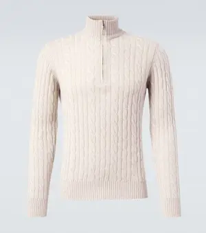 Loro Piana Mezzocollo Treccia Cashmere Sweater - Neutrals
