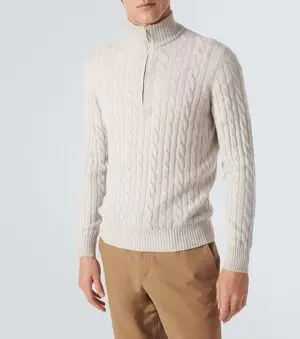 Loro Piana Mezzocollo Treccia Cashmere Sweater - Neutrals