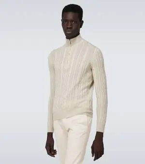 Loro Piana Mezzocollo Treccia Cashmere Sweater - Neutrals