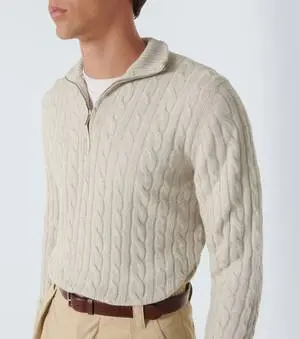 Loro Piana Mezzocollo Treccia Cashmere Sweater - Neutrals