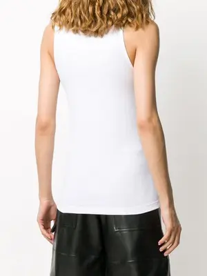 PATOU Logo Print Cotton Tank Top - White