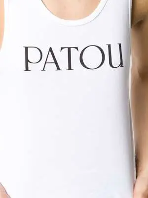 PATOU Logo Print Cotton Tank Top - White