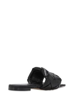 Bottega Veneta 10mm Lido Leather Slide Flats - Black