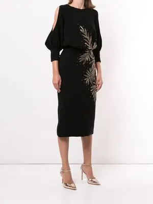 SAIID KOBEISY Open-shoulder Embroidered Dress