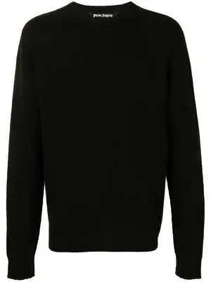 Palm Angels Curved-logo Wool-blend Jumper - Black