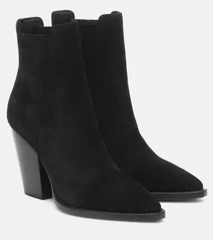 Saint Laurent Theo 95 Suede Ankle Boots - Black