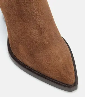 Saint Laurent Theo 95 Suede Ankle Boots - Brown