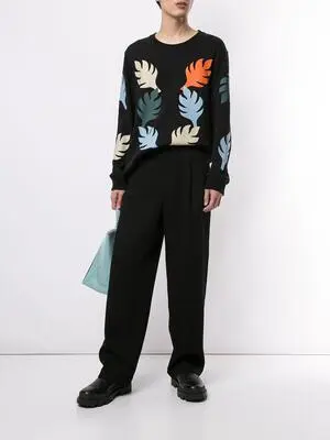 PORTS V Leaf Print Jumper