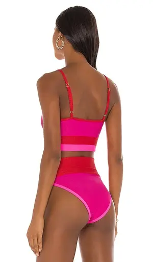 Beach Riot Eva Bikini Top - Fuchsia Red & Neon Pink