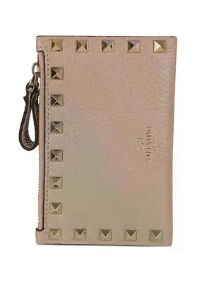 Valentino Garavani Rockstud Zipped Leather Card Holder